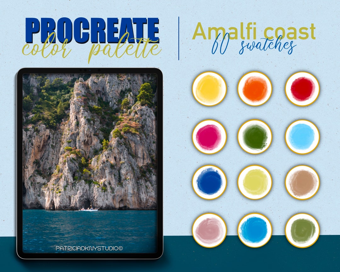 Procreate Color Palette - Amalfi Beach Color Swatches, Pastel Blue ...