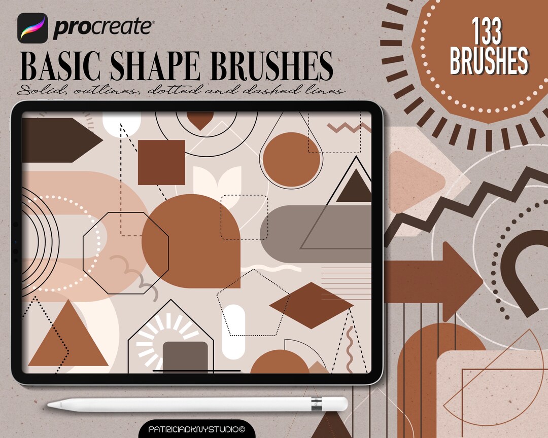 Procreate Geometric Shape Brushes, Basic Geometrical Forms, Solid and ...