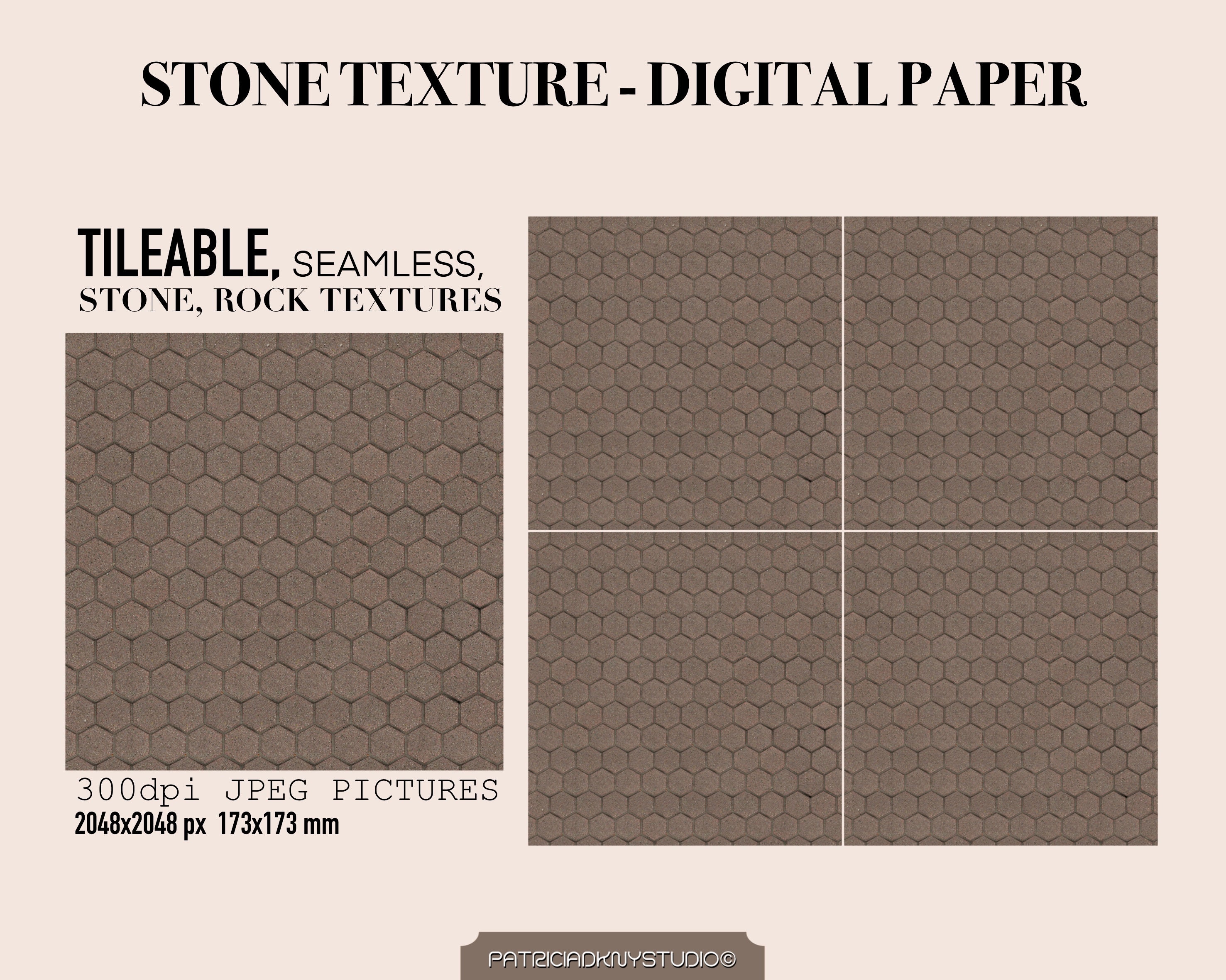Stone Texture Digital Scrapbook Paper Pack, Seamless Rock and Gravel ...