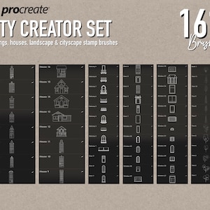 Procreate Brushes, City Creator, Building Stamps, House Lineart Brushes ...