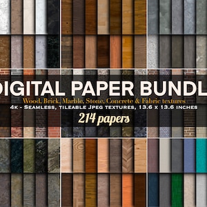 Digital Scrapbook Paper Bundle, Seamless Wood Pattern, Brick Digital ...