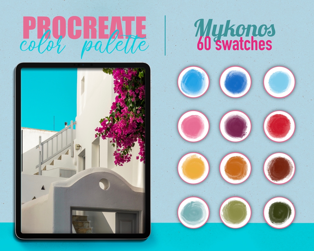 Procreate Color Palette - Mykonos Color Swatches, Greece Pastel Blue ...
