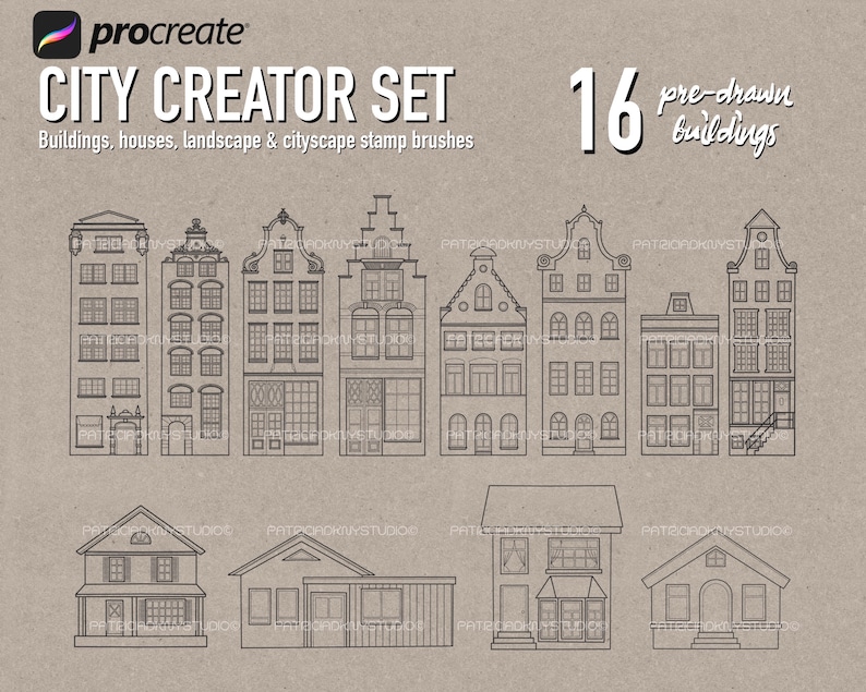 Procreate Brushes City Creator Building Stamps House - Etsy
