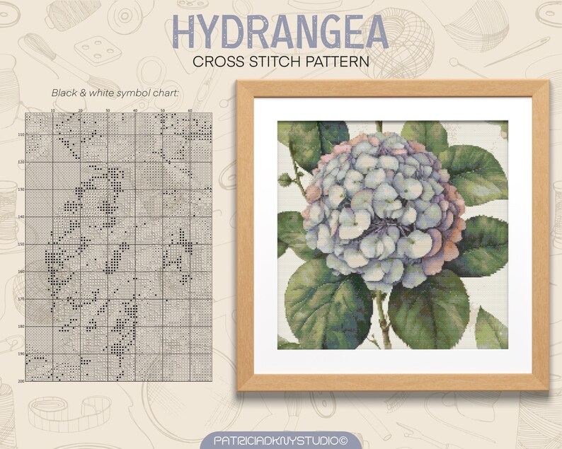 Hydrangea Floral Cross Stitch Pattern: Flower Embroidery (PDF) - Etsy