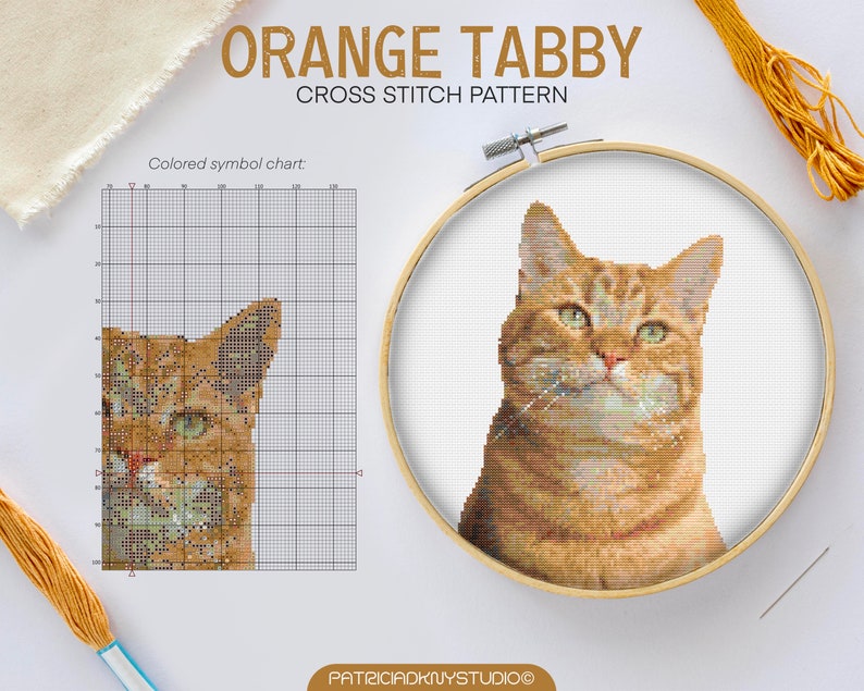 Orange Tabby Cat Cross Stitch Patterns PDF Cat Embroidery - Etsy