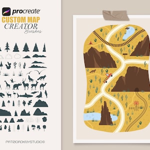 Procreate Map Creator, Cute Little Town Illustration, Procreate Stamp ...