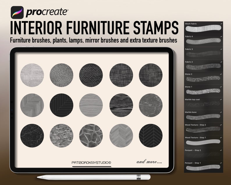 Procreate Interior Furniture Stamps Living Room Creator - Etsy