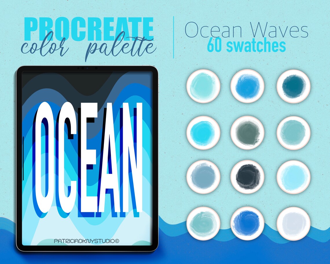 Procreate Color Palette Ocean Waves Color Swatches Pastel - Etsy