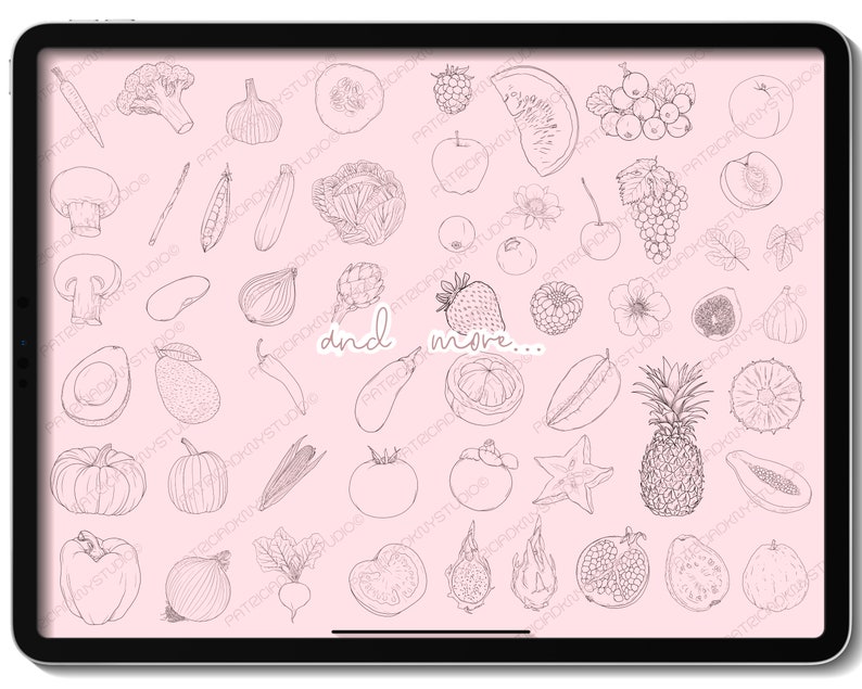 Procreate Stamp Brushes - Flower, Fruit, Vegetables Brushes, High ...