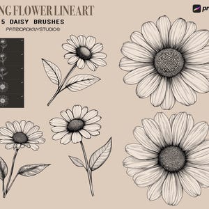 Procreate Flower Brushes, Floral Stamps, Botanical Line Art Tattoo ...