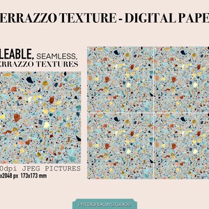 Terrazzo Texture Digital Scrapbook Paper Pack, Seamless Terrazzo ...