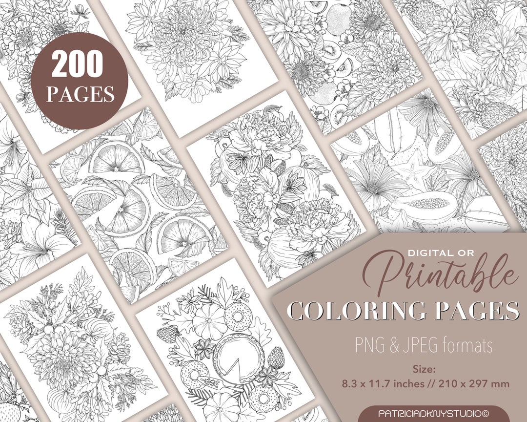Coloring Page Bundle, Coloring Book for Adults and Kids, Art Therapy ...
