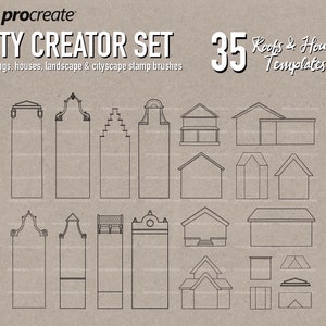 Procreate Brushes, City Creator, Building Stamps, House Lineart Brushes ...