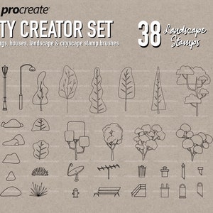 Procreate Brushes, City Creator, Building Stamps, House Lineart Brushes ...