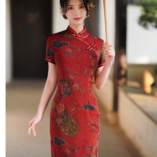 Red Chinese Dress - Etsy