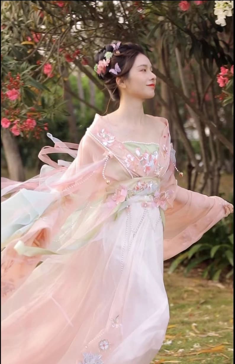 Pink Women Hanfu Flowers Hanfu Dress Handmade Hanfu Dress - Etsy