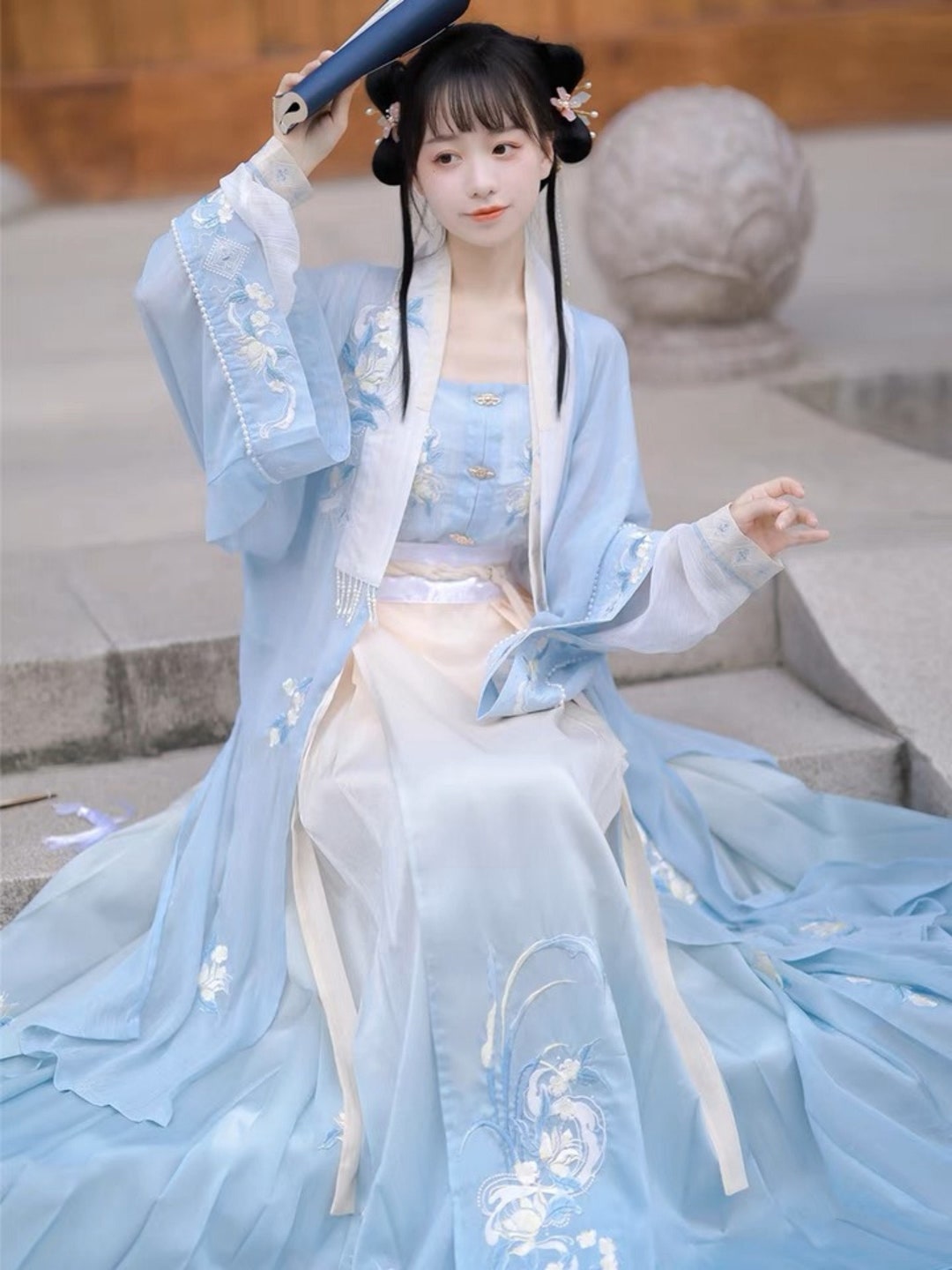Blue Gradient Hanfu, Embroidery Hanfu Dress, Daily Hanfu, Hanfu Dress ...