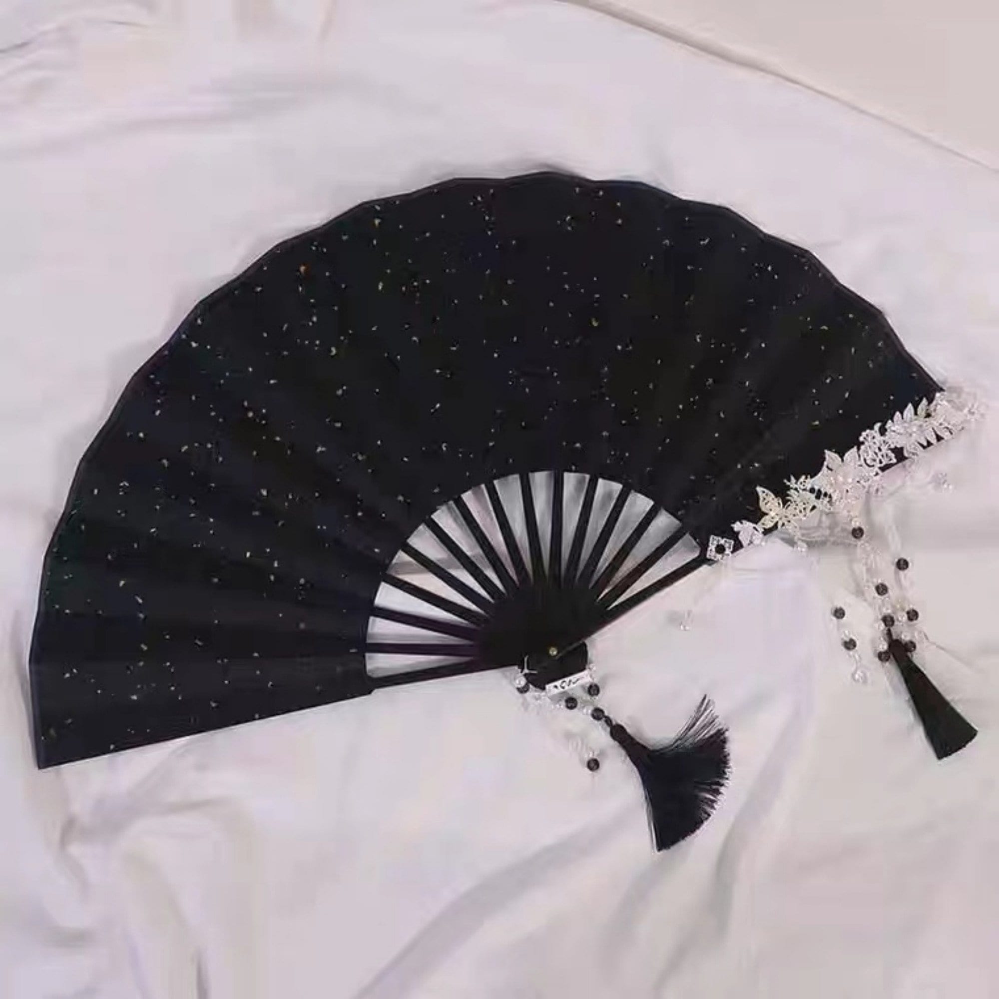 Black Folding Fan Handmade Folding Fan Hanfu Fan Chinese - Etsy