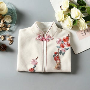 Peach Hanfu Cape Coat, Winter Qipao Cloak, Soft Warm Thick Shawl, White ...