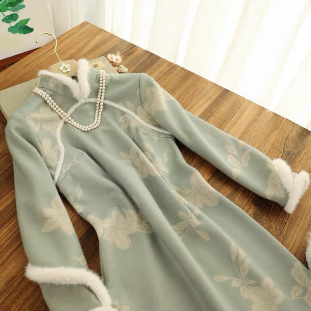 Hair Collar Qipao Winter Cheongsam Dress Retro Warmth - Etsy