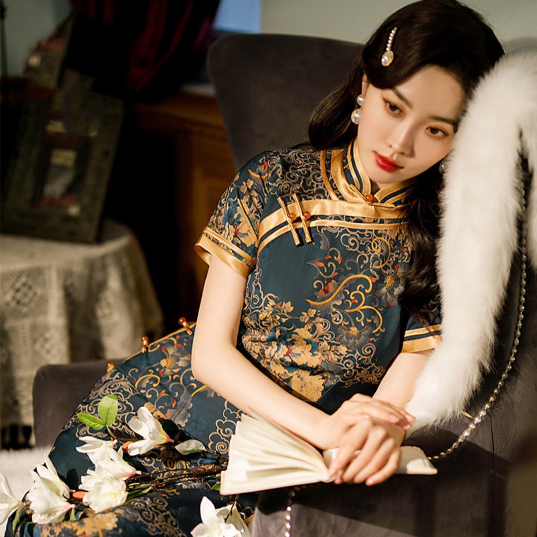 Retro Chinese Qipao, Women Cheongsam Dress, Prints Qipao Dress, Tea ...