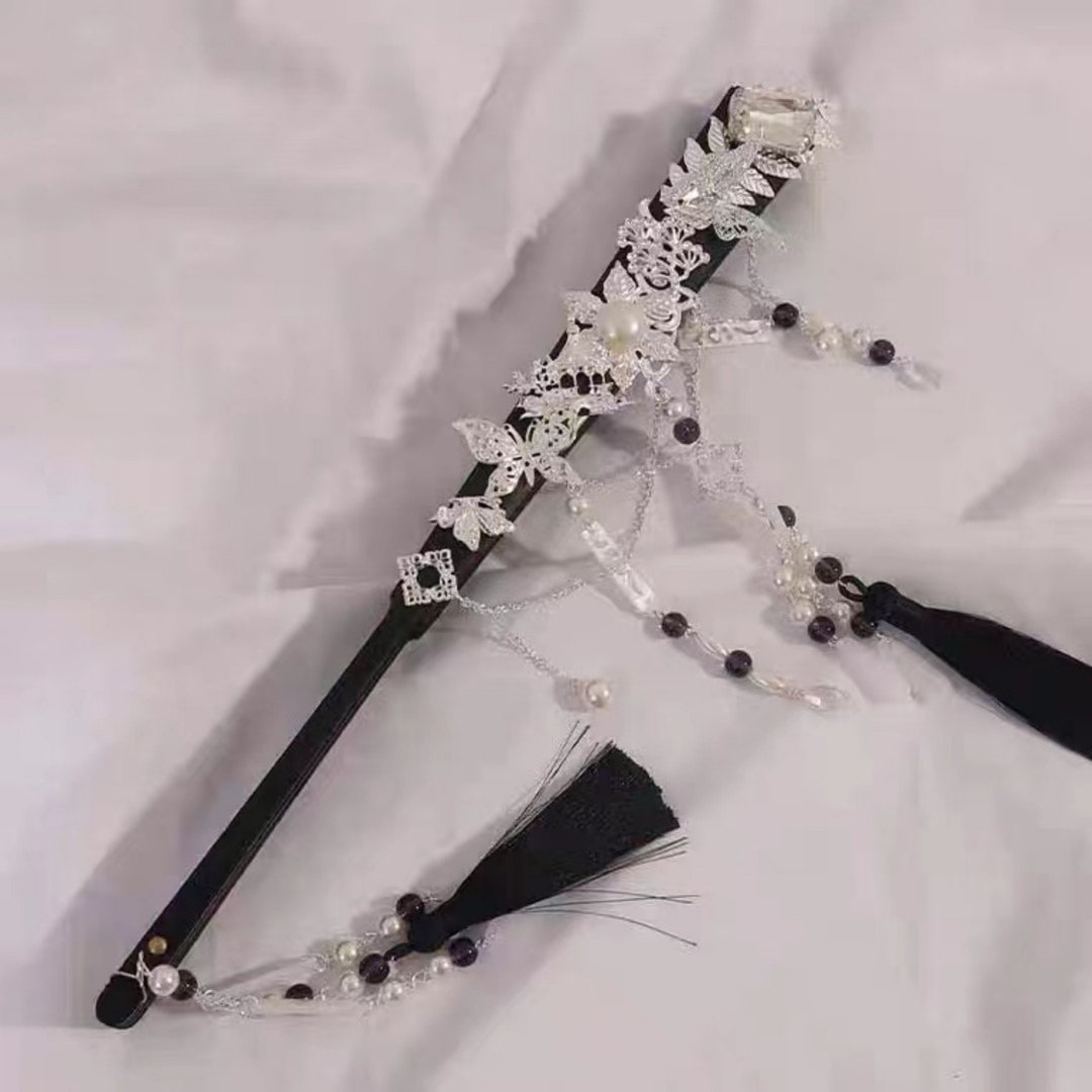 Black Folding Fan, Handmade Folding Fan, Hanfu Fan, Chinese Style Fan ...