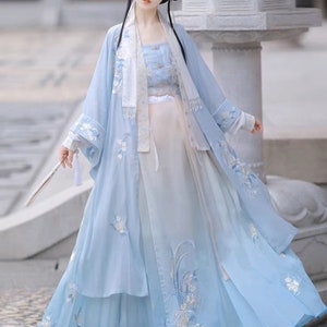 Blue Gradient Hanfu, Embroidery Hanfu Dress, Daily Hanfu, Hanfu Dress ...