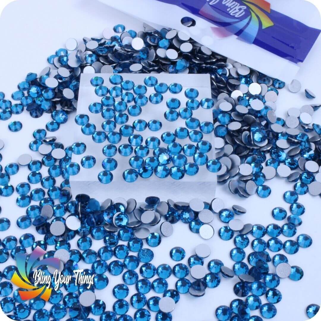 Sky Blue Flatback Rhinestones Silver Foiled Glass Non Hotfix ...