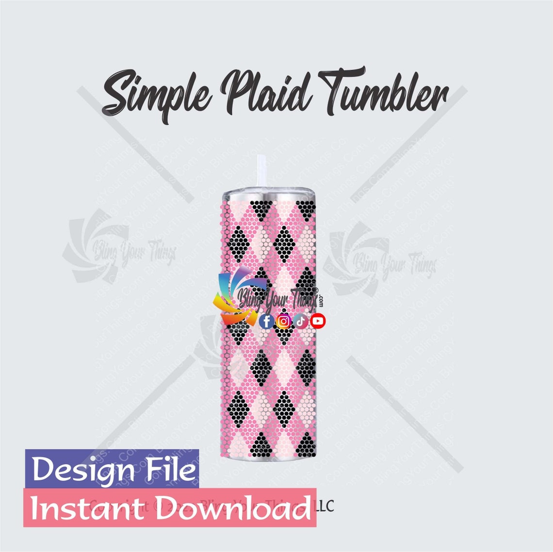 Rhinestone Tumbler Pattern Plaid Flatback Rhinestone Tumbler - Etsy