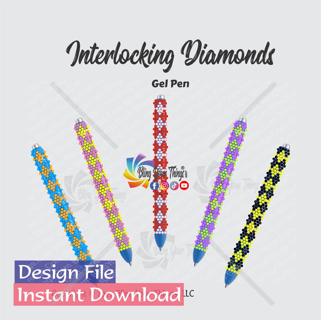 Rhinestone Diamond Pattern for Gel Pens, Flatback Rhinestone Pen ...