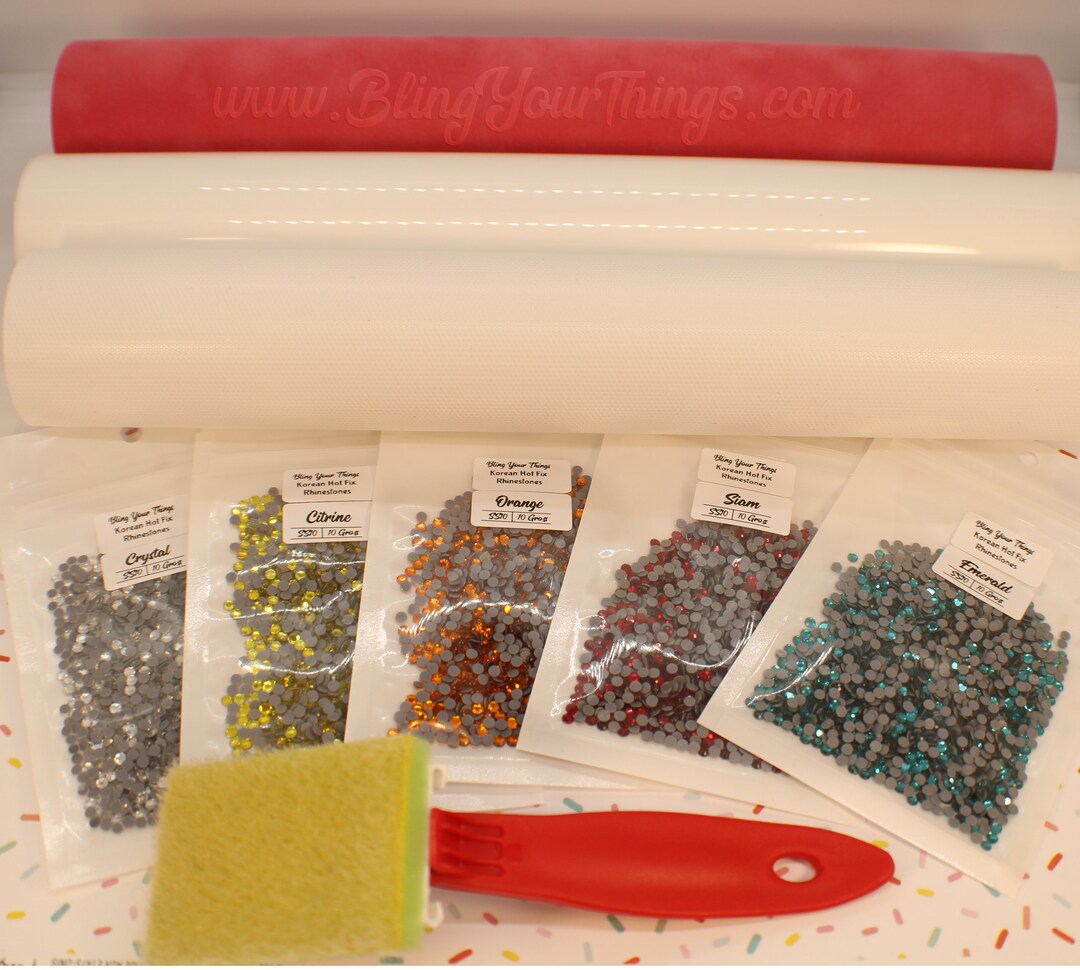 Hotfix Rhinestone Kit, 50 Gross Glass Rhinestones, 1 Yard Rhinestone ...