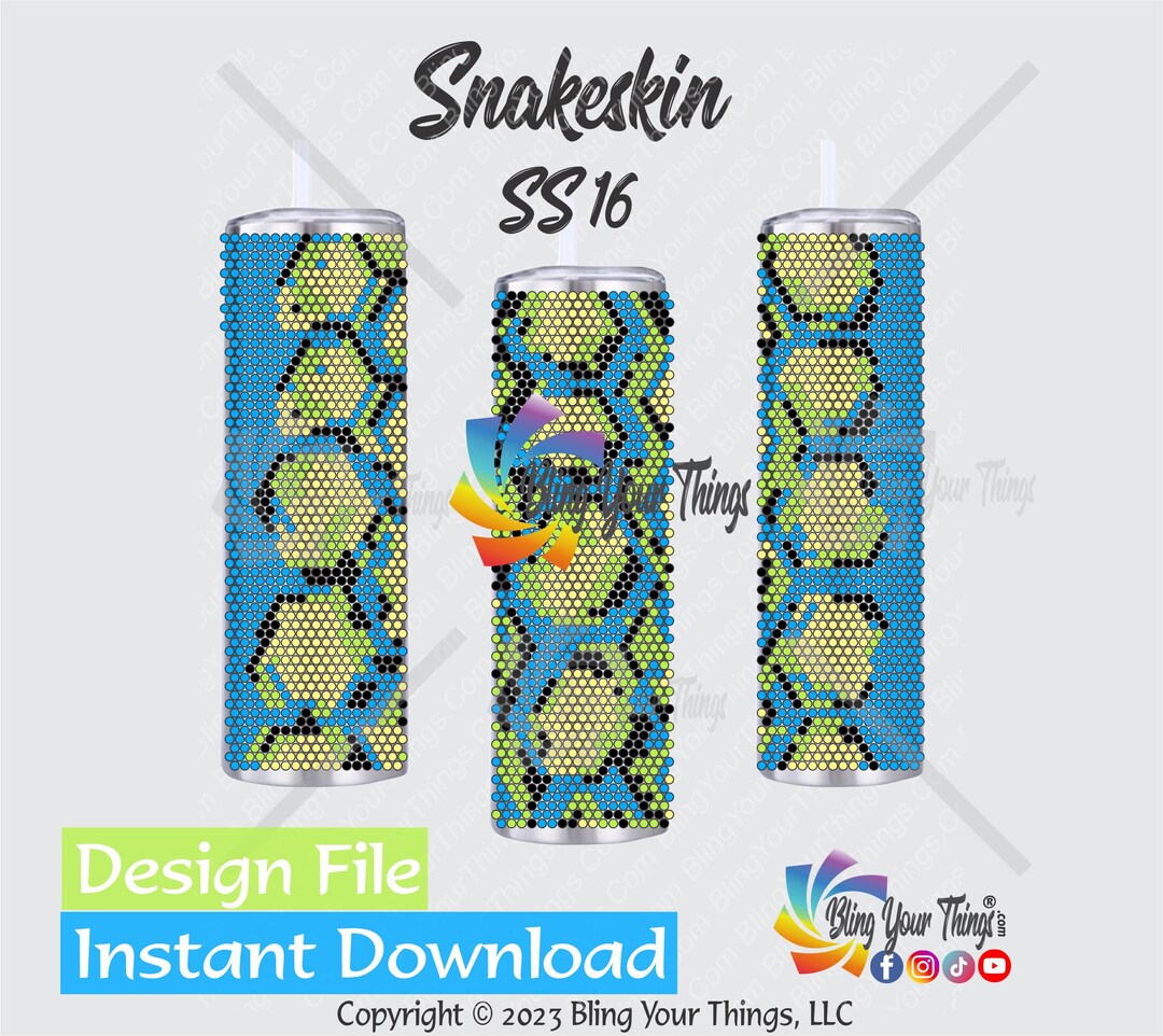 Snake Skin Rhinestone Tumbler Pattern for 20oz Tumbler, Flatback ...