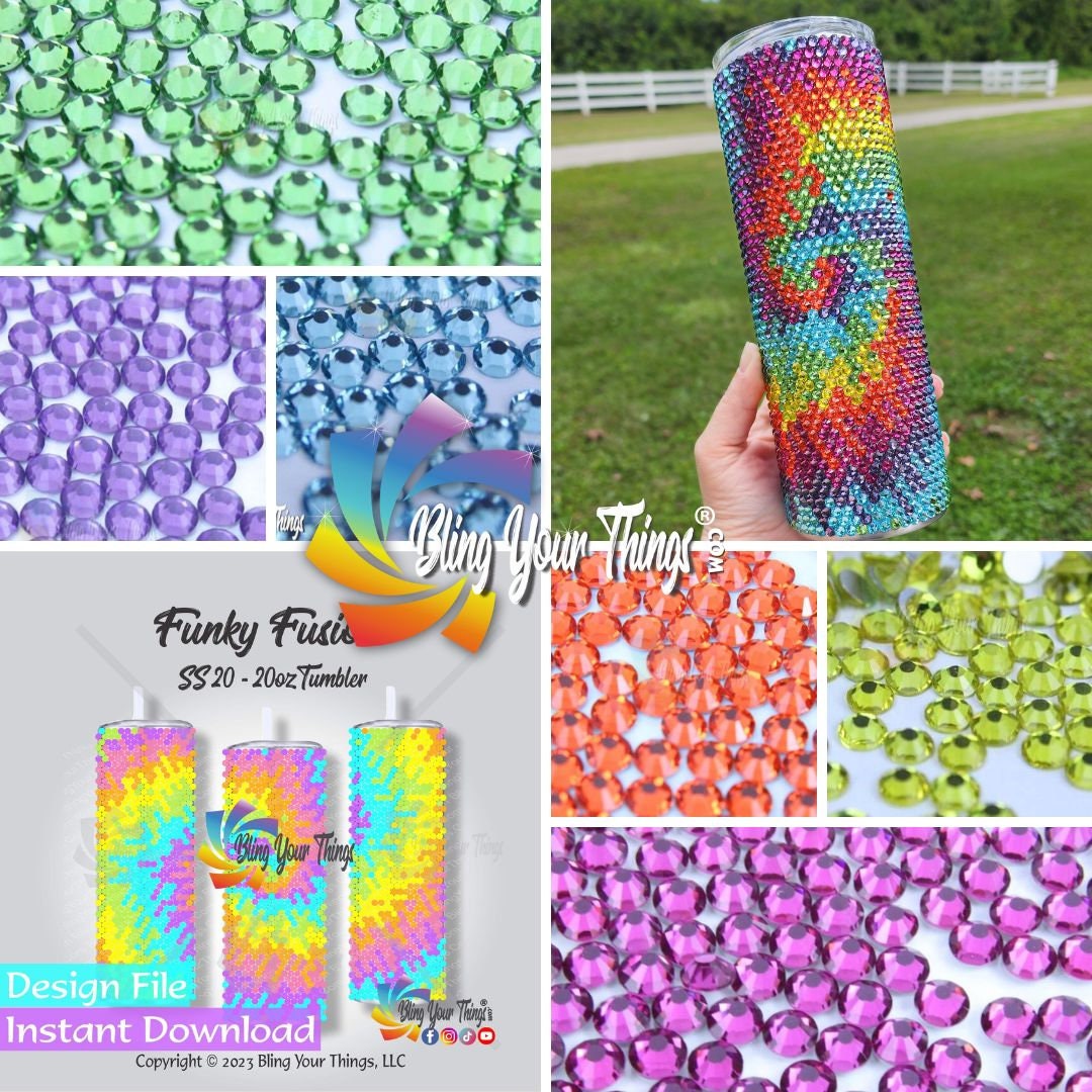 Tie Dye Bling Tumbler Kit, Flatback Rhinestones, Rhinestone Tumbler ...
