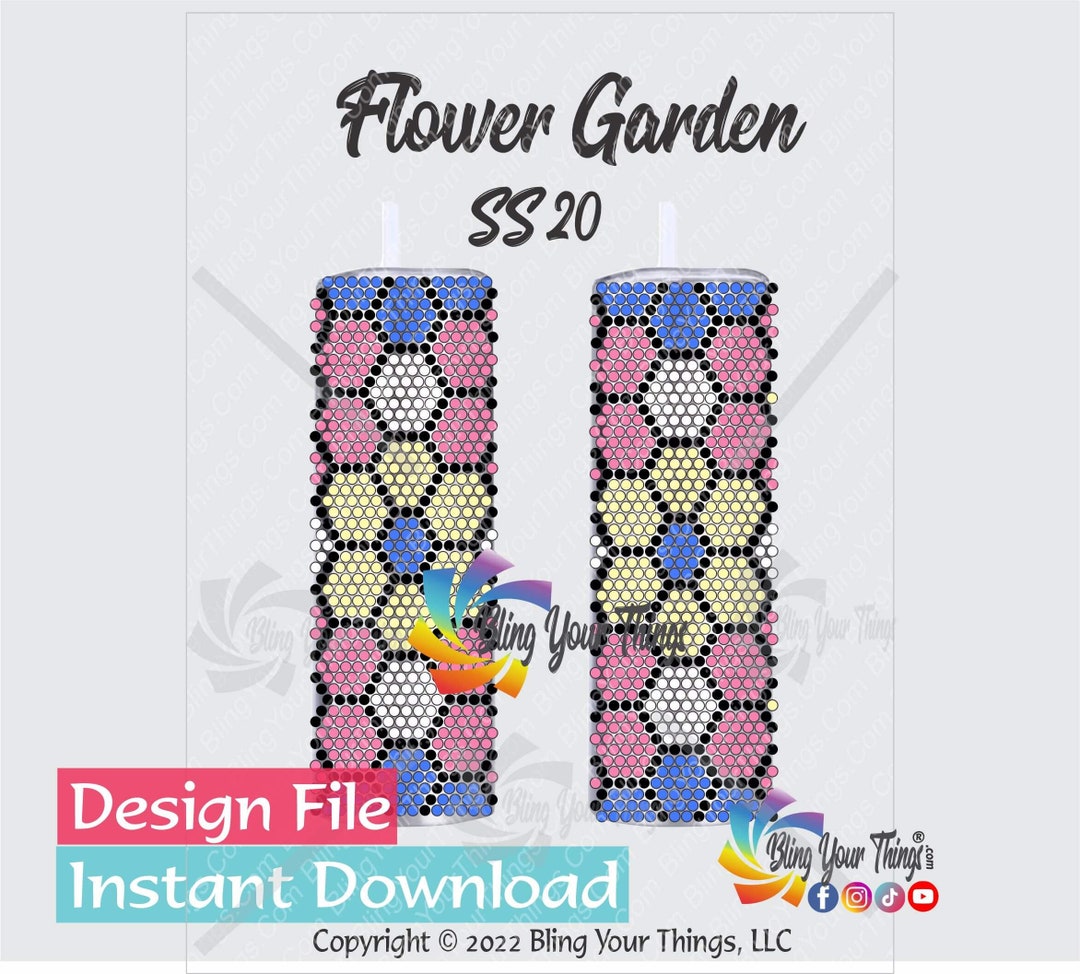 Flower Garden Rhinestone Tumbler Pattern for 20oz Tumbler, Flatback ...