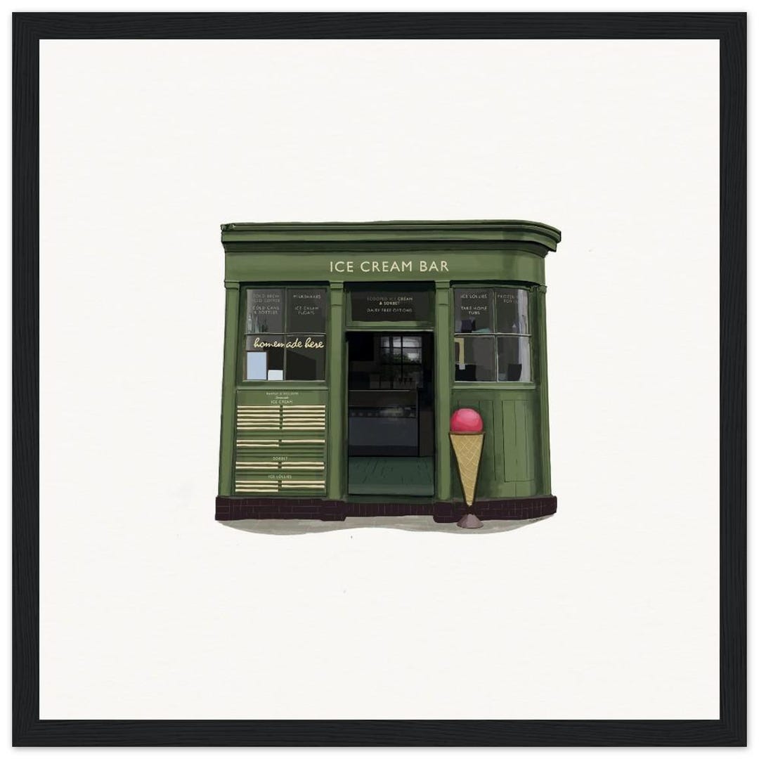 Print of Original Artwork of English Seaside Green Ice Cream Shop Front ...