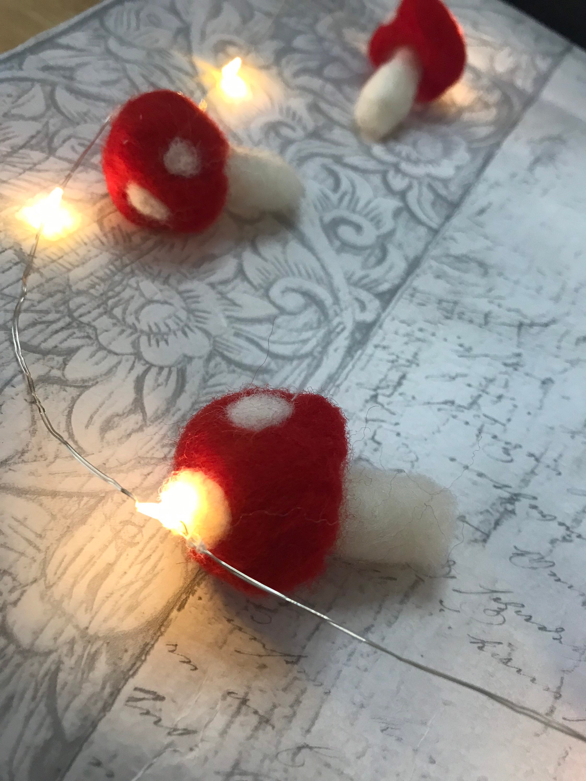 Mushroom Light Garland , Toadstool, 1m Wire Battery String Lights ...