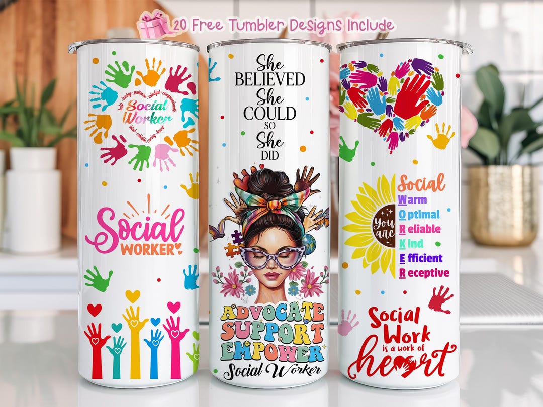 Social Worker 20oz Skinny Tumbler Sublimation Designs, Social Worker's ...