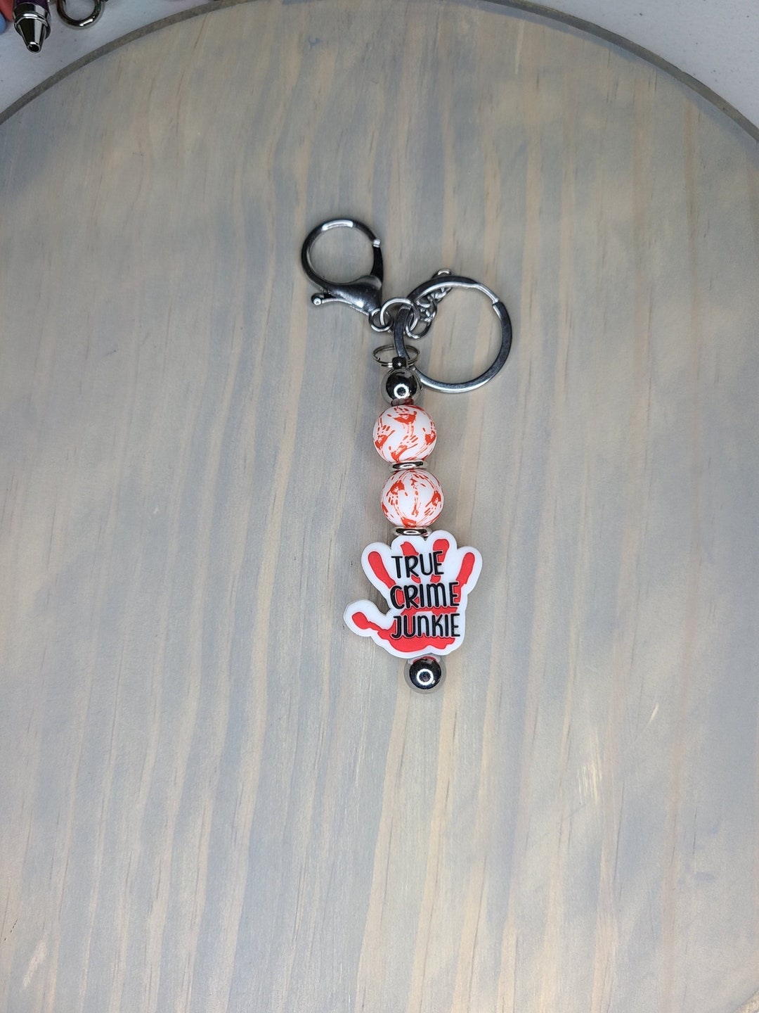 True Crime Keychain, Sensory Keychain, Silicone Bead Keychain, Silicone ...