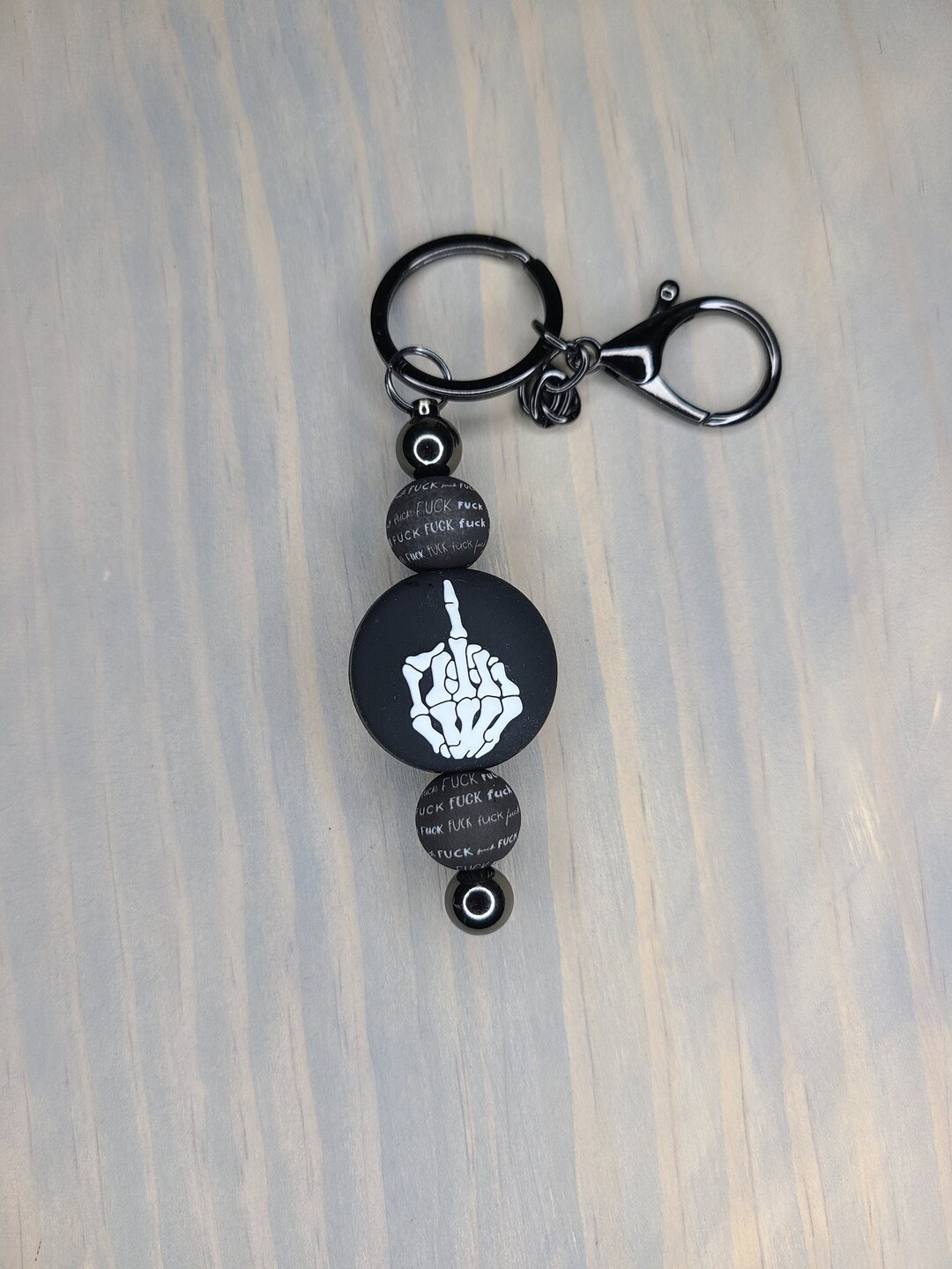 Sarcastic Middle Finger Keychain: Silicone Beaded Purse Tag - Etsy
