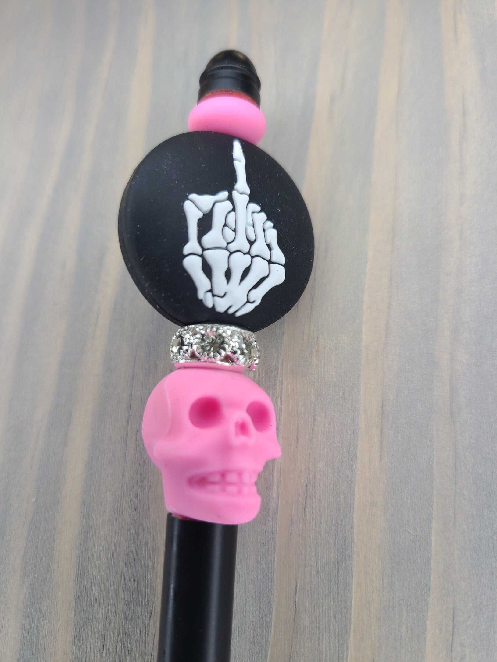 Skeleton Middle Finger and Skull Pen Silicone Beaded Pen - Etsy