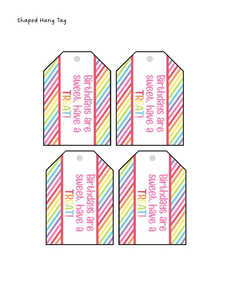 Rainbow Birthday Treat Tags, Birthday Favors, Treat Bag, Rainbow ...