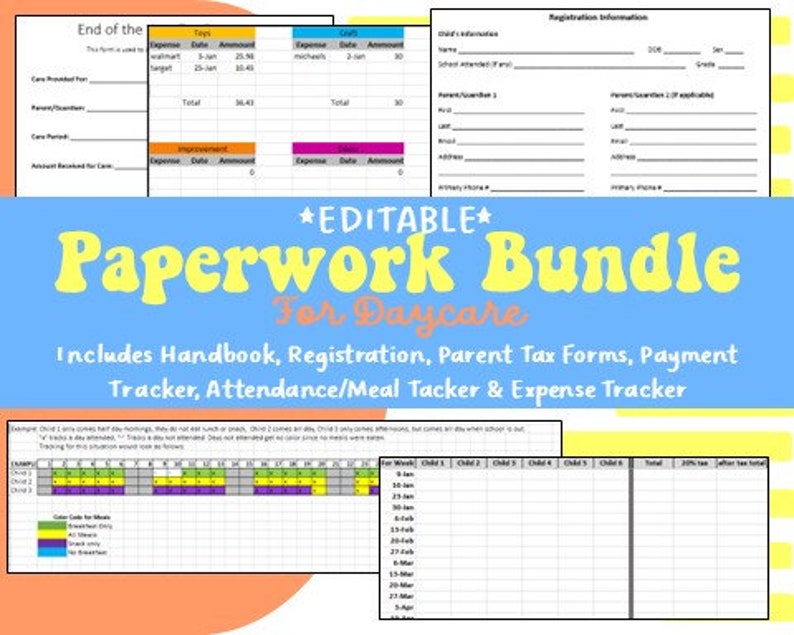 Daycare Paperwork Bundle- Childcare Preschool Paperwork Forms - Etsy