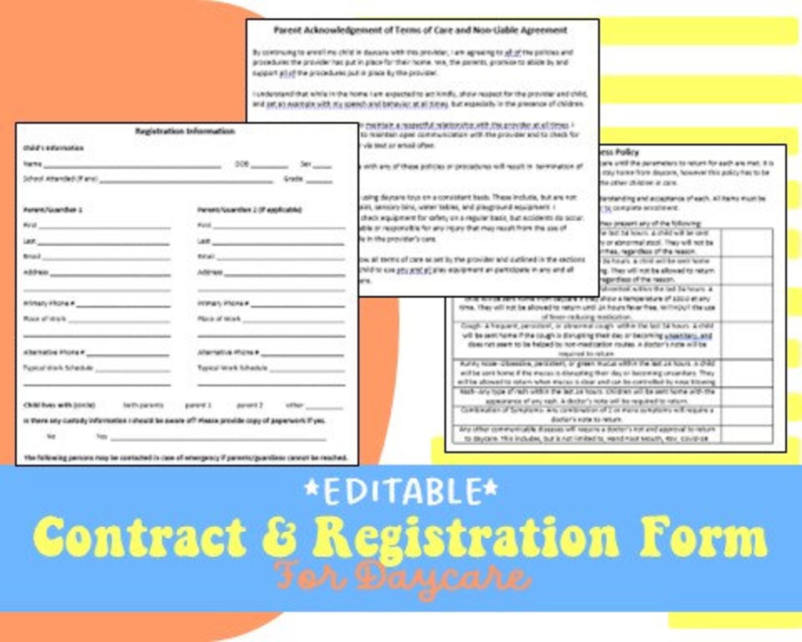 Daycare Paperwork Bundle- Childcare Preschool Paperwork Forms - Etsy