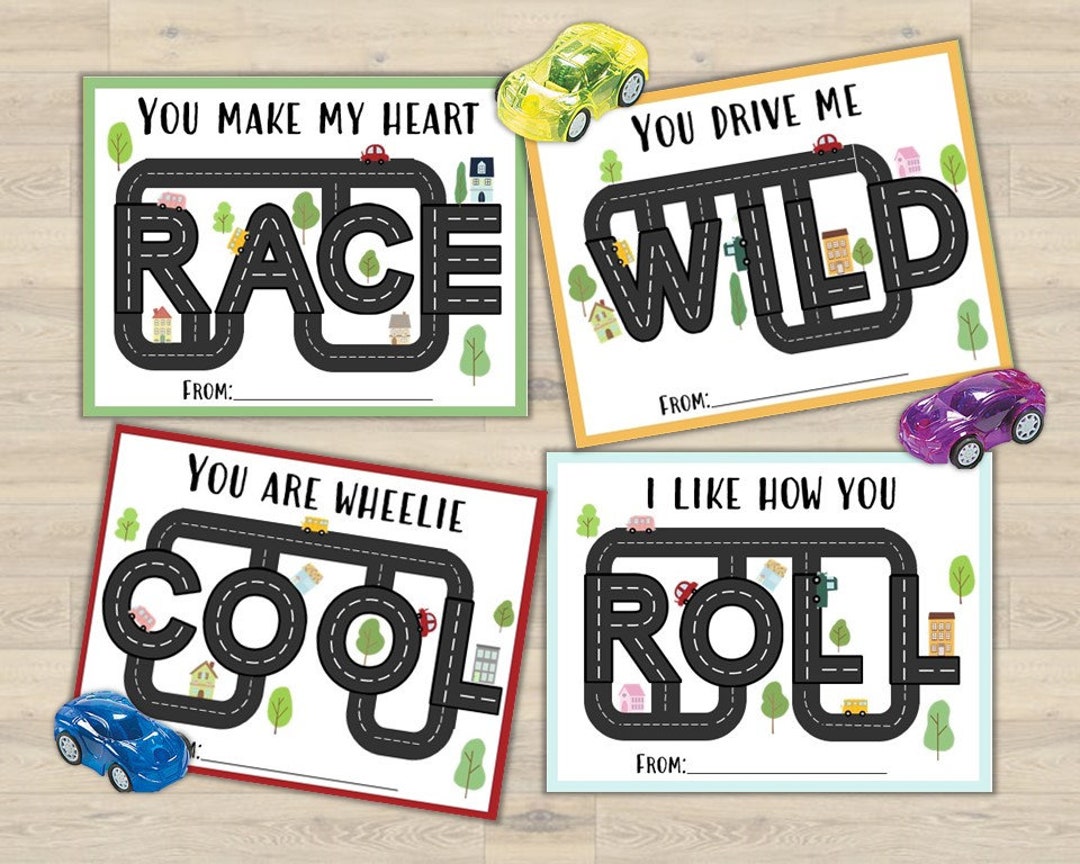 Car Themed Valentine Cards - Race Track Valentine's - Printable ...