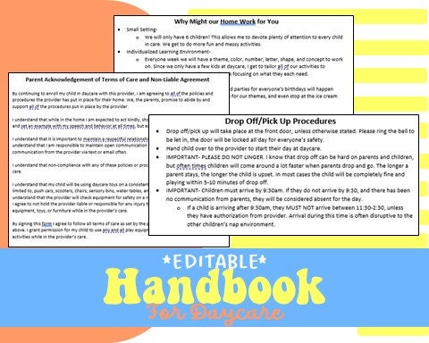 Daycare Paperwork Bundle- Childcare Preschool Paperwork Forms - Etsy