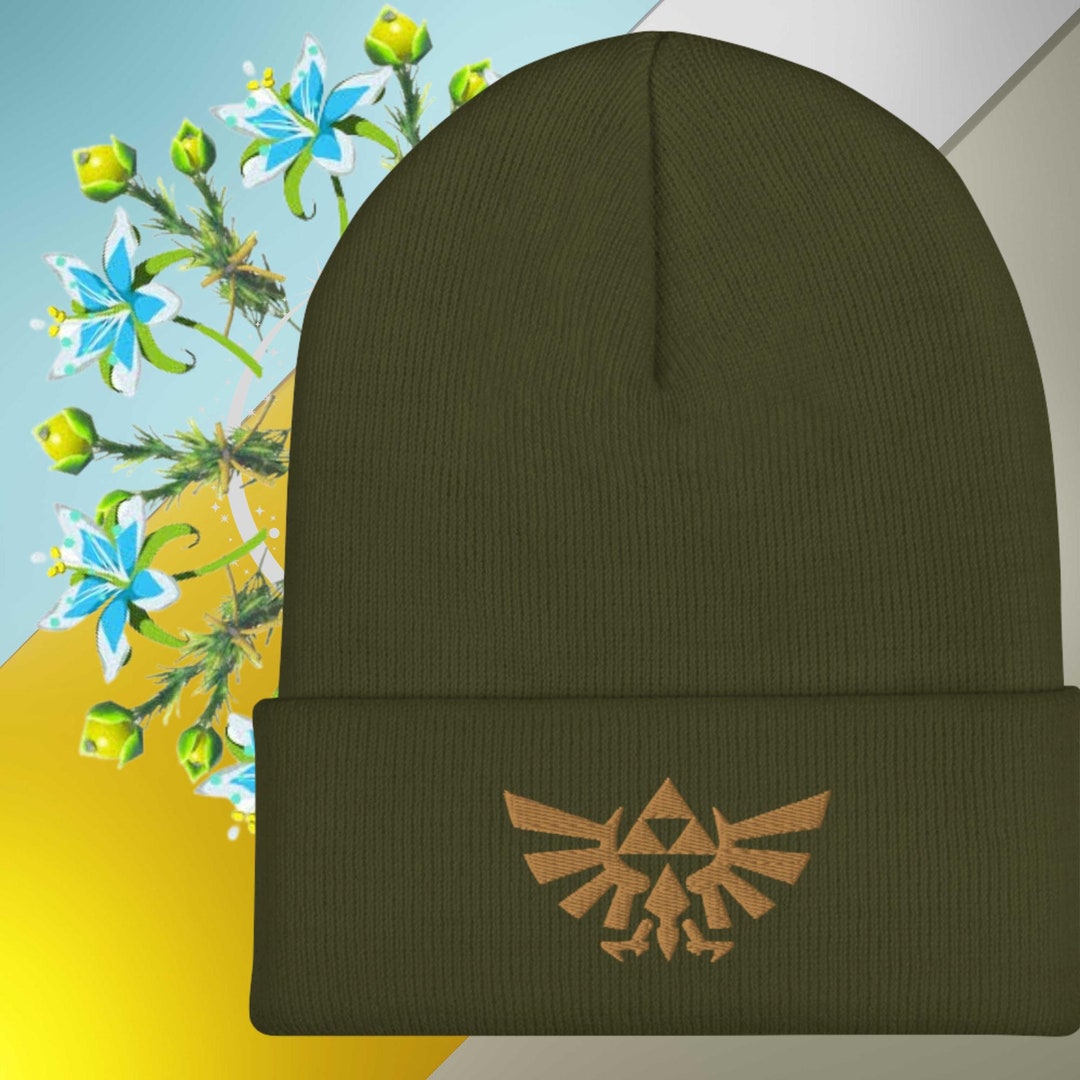 Old Gold Hyrule Crest Hat, Zelda Beanie, BOTW Beanie, Embroidered Cap ...