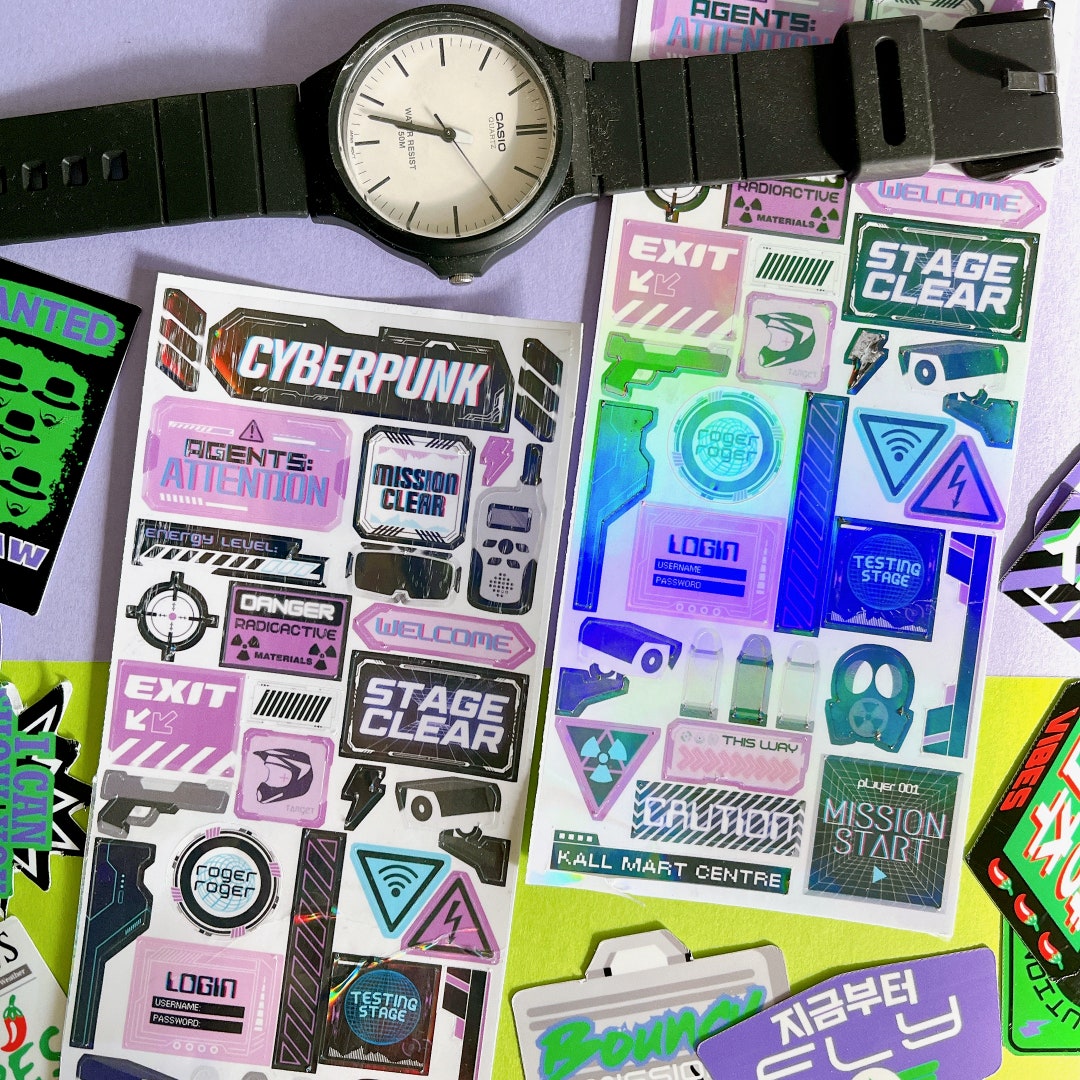 Holographic Cyber World Deco Sticker / Electronic Sticker / - Etsy