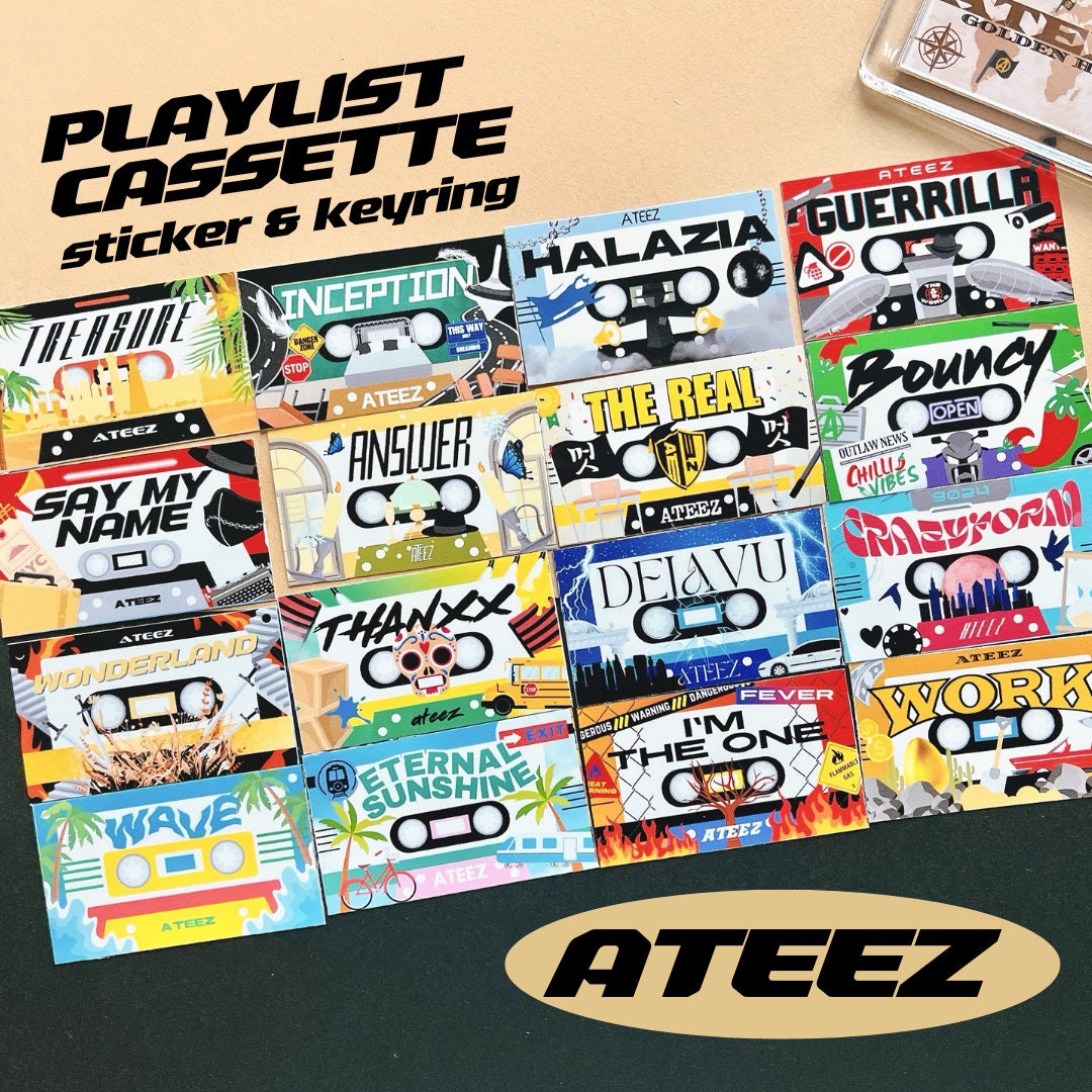 Kpop Ateez Playlist Cassette Stickers / Ateez Sticker / Ateez Keyring ...