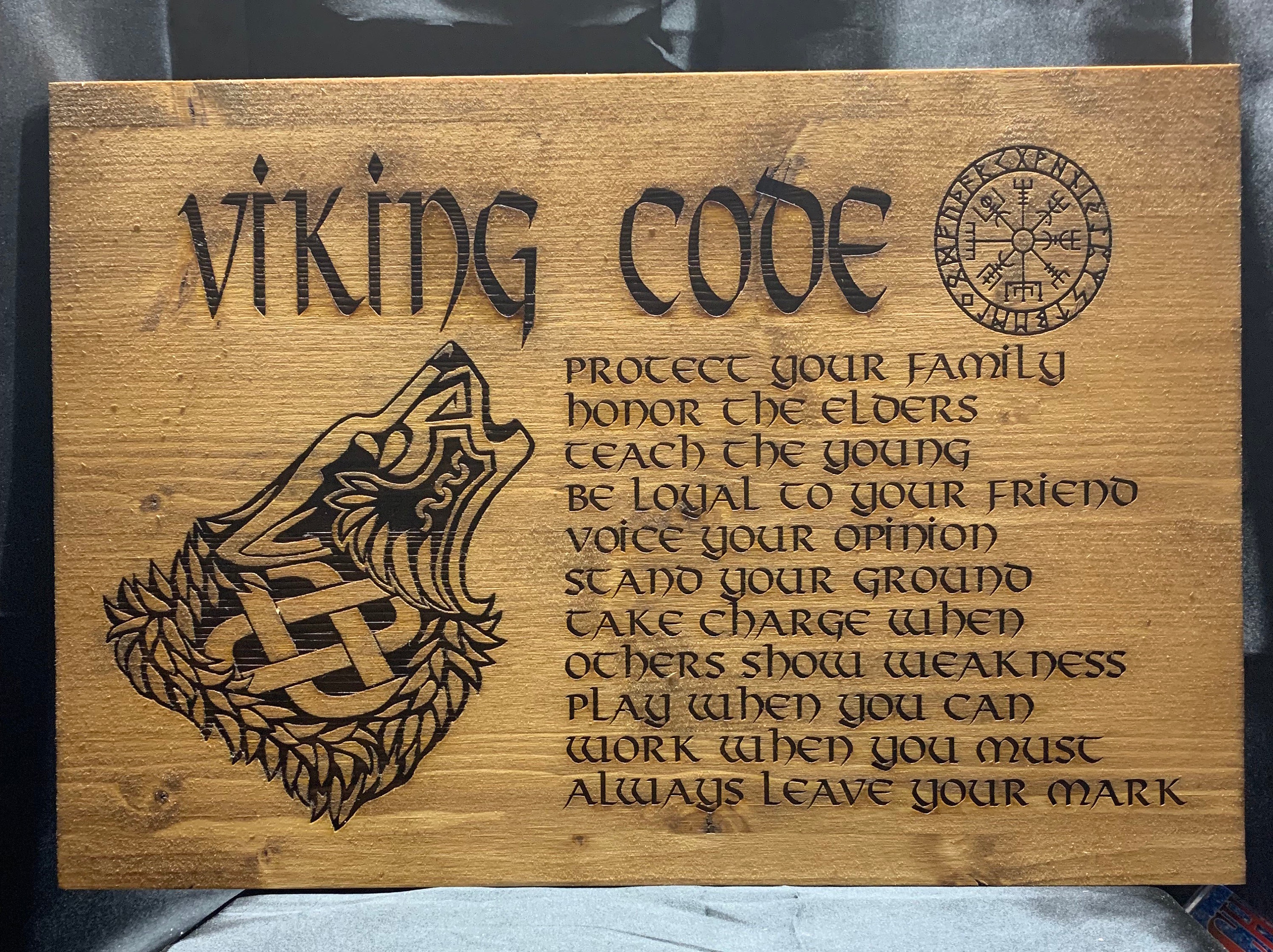 Viking Code Engraved Fenrir Vegvisir 19 Inches Long 13 - Etsy