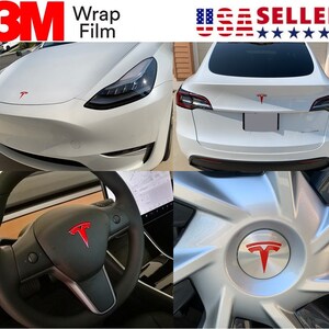 Tesla Model Y Badge Emblem Badge Logo 3M 1080 Vinyl Wrap Sticker Bundle ...
